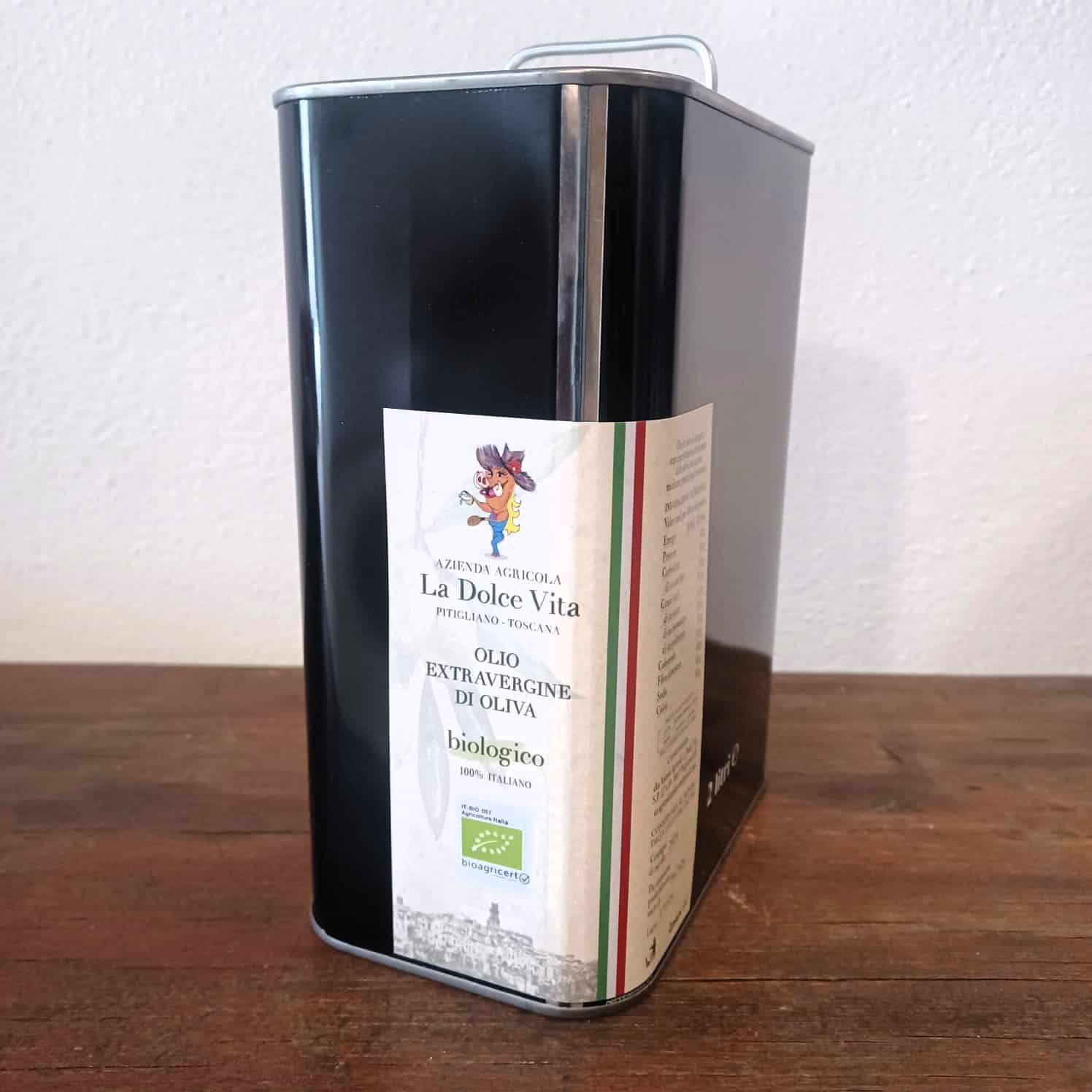 Latta olio extravergine di oliva Biologico 2l – La Dolce Vita Pitigliano